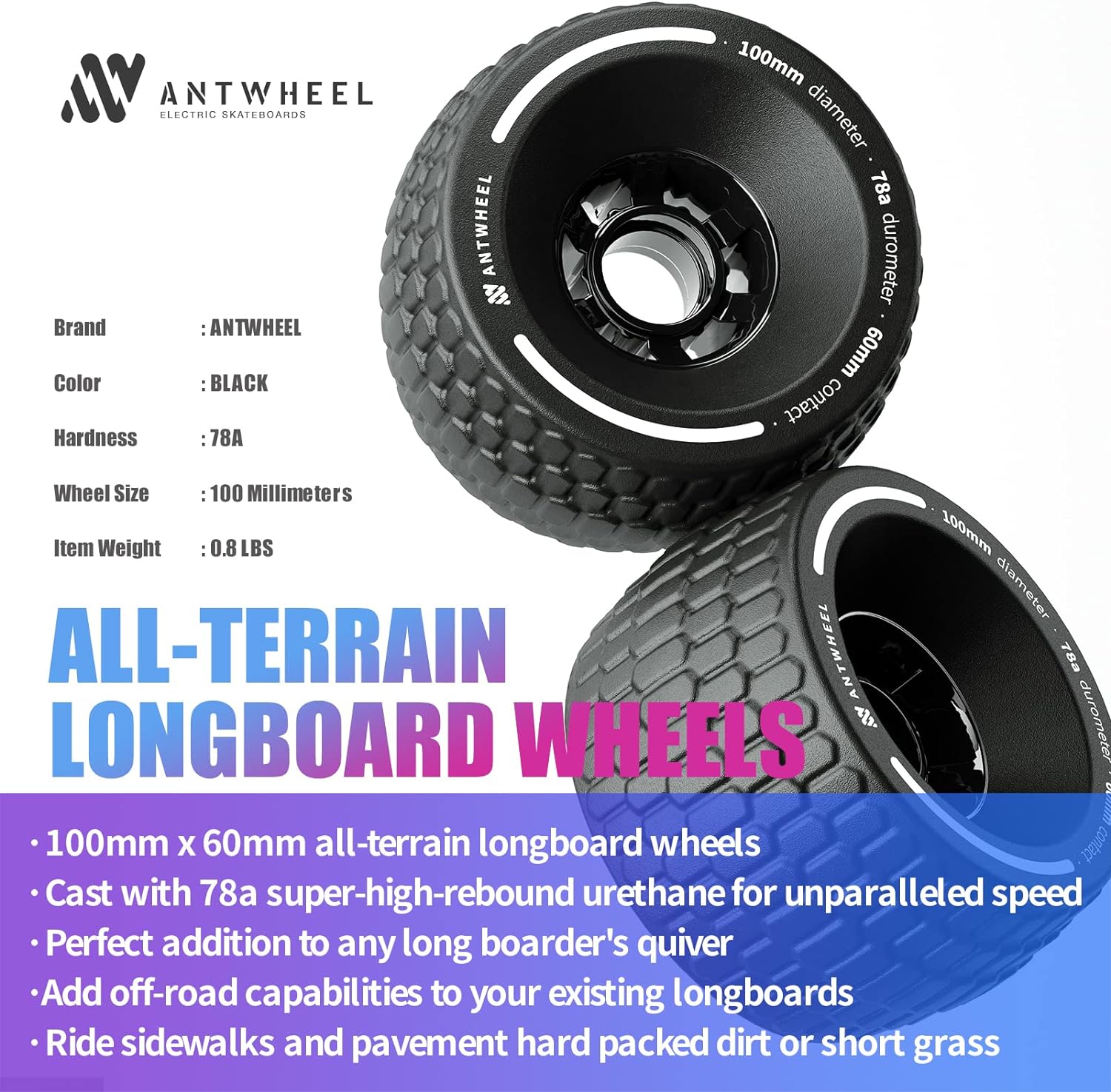 All-Terrain Longboard Wheels 100mm Electric Skateboard Wheels 78A high ...