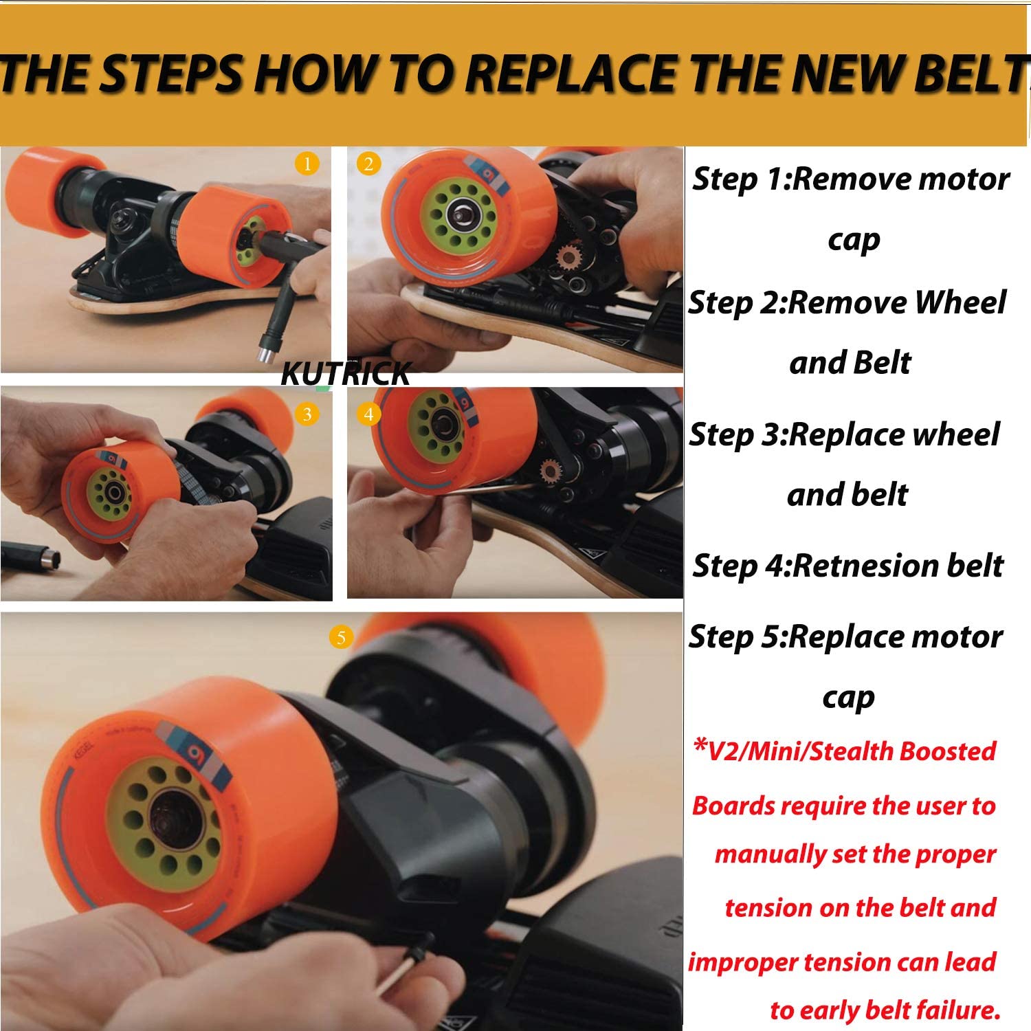 Boosted Board Replacement Belts (V2, Mini S/X, Plus, Stealth ...
